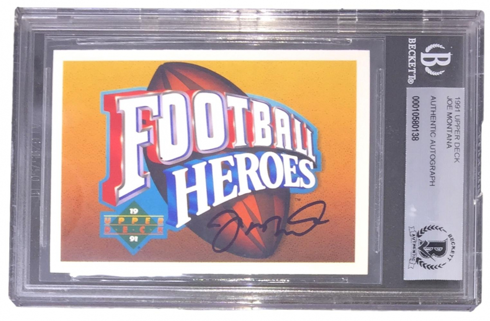 Joe Montana Signed 1991 Upper Deck Football Heros (BGS Encapsulated ...