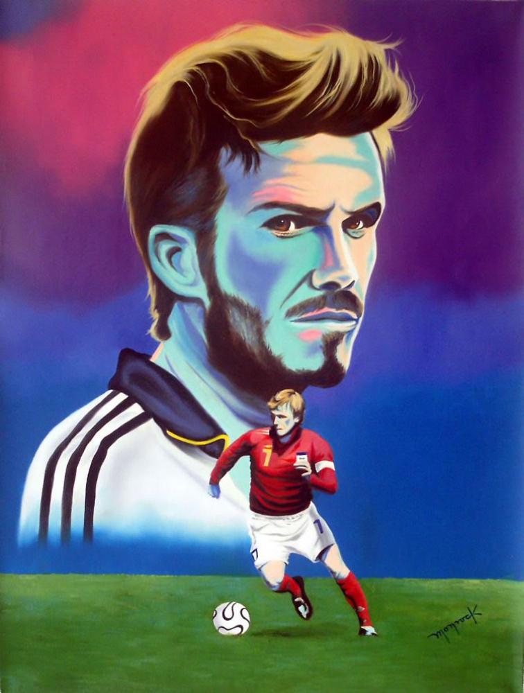 Hector Monroy Signed "David Beckham" 24x32 Original Oil Painting on ...