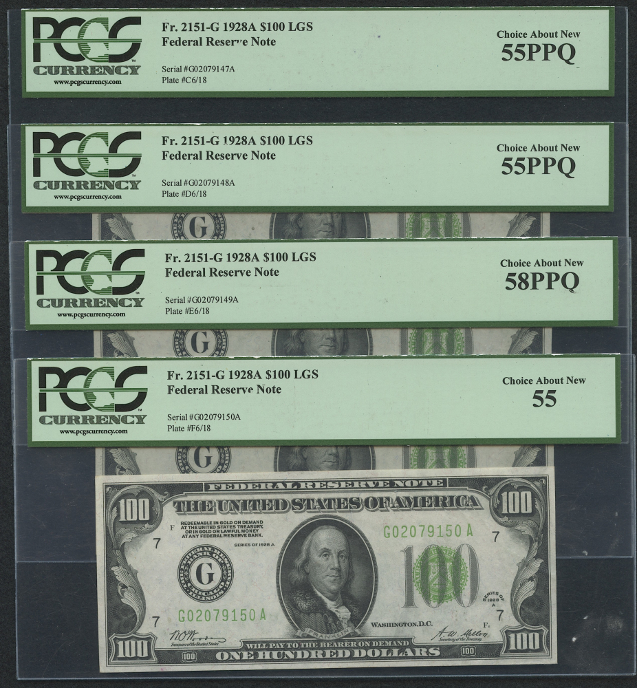 Lot of (4) 1928-A $100 One Hundred Dollars U.S. Federal Reserve Notes ...