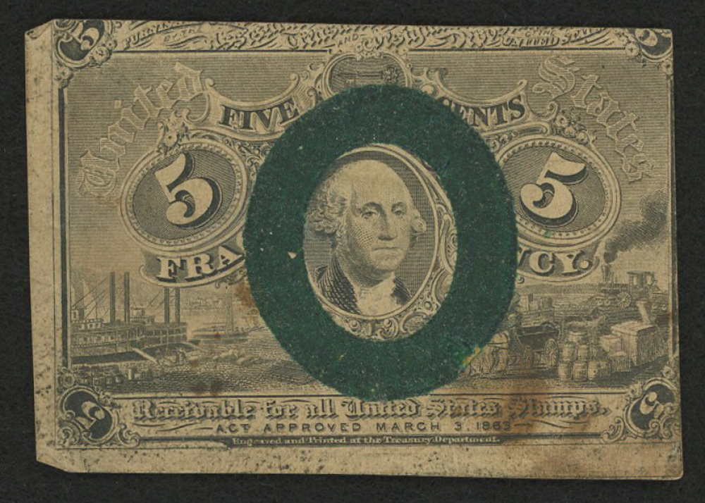 1863 United States 5¢ Five Cents Fractional Bank Note Bill | Pristine ...