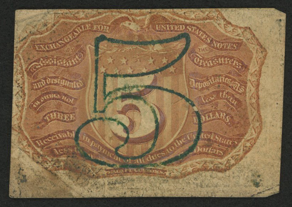 1863 United States 5¢ Five Cents Fractional Bank Note Bill | Pristine ...