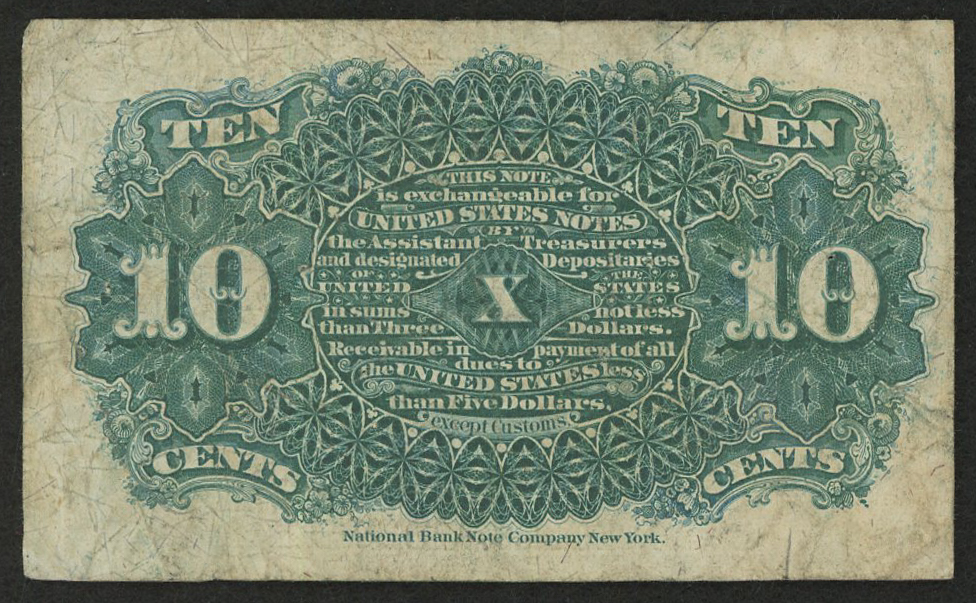 1863 United States 10¢ Ten Cents Fractional Bank Note | Pristine Auction