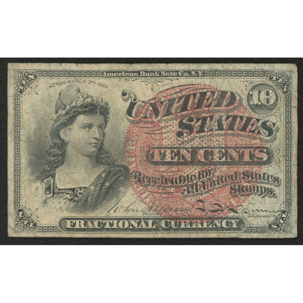 1863 United States 10¢ Ten Cents Fractional Bank Note | Pristine Auction