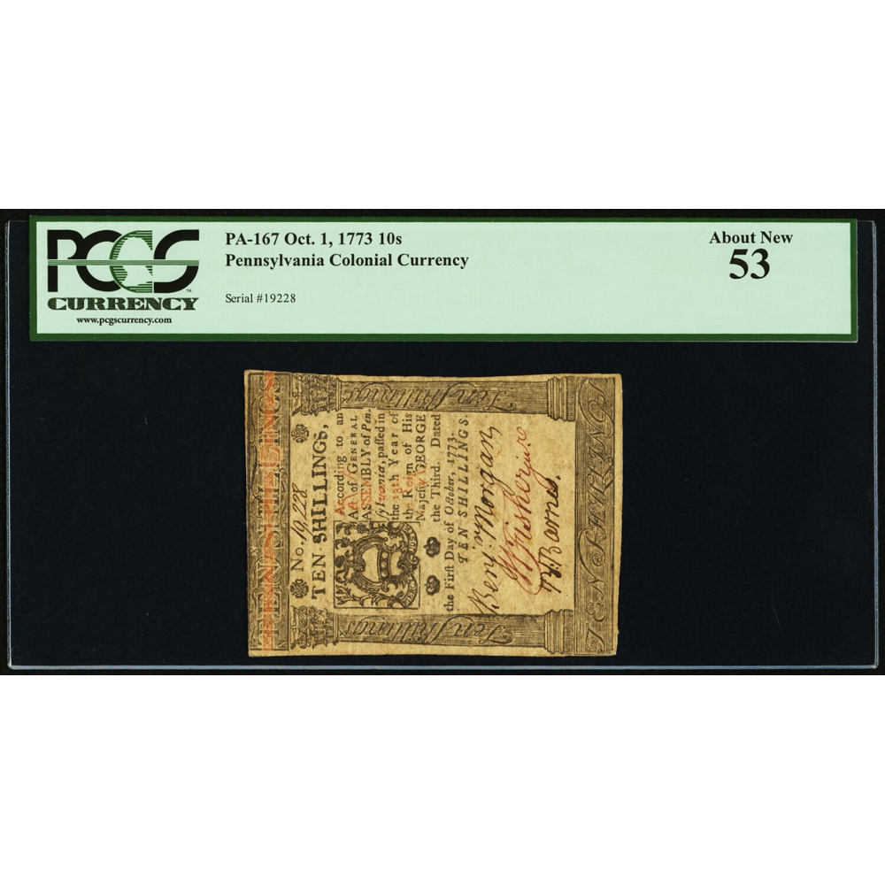 1773 Ten Shillings Pennsylvania Colonial Currency Note (PA-167) (PCGS ...