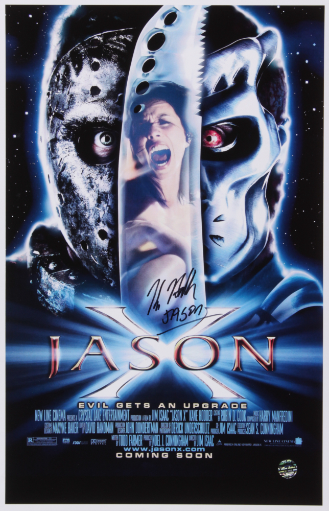 Kane Hodder Signed "Jason X" 11x17 Movie Poster Inscribed "Jason ...