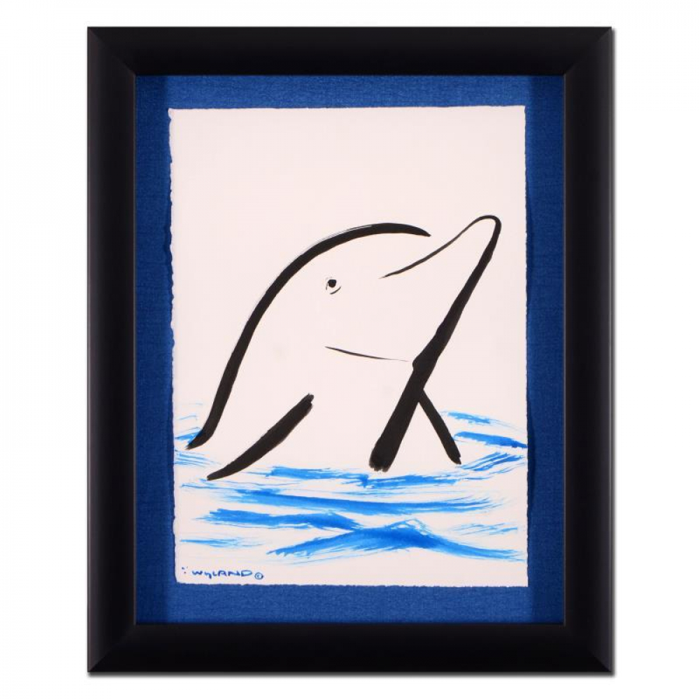 Wyland Signed "Dolphin" 16x20 Custom Framed Original Sumi Ink ...