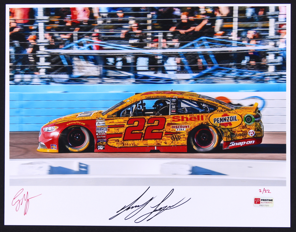 Joey Logano Signed NASCAR Limited Edition 11x14 Photo #/22 (PA COA ...