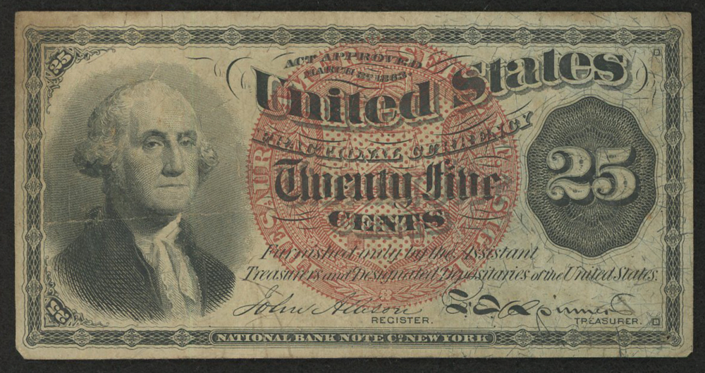 1863 United States 25¢ Twenty-Five Cents Fractional Bank Note ...