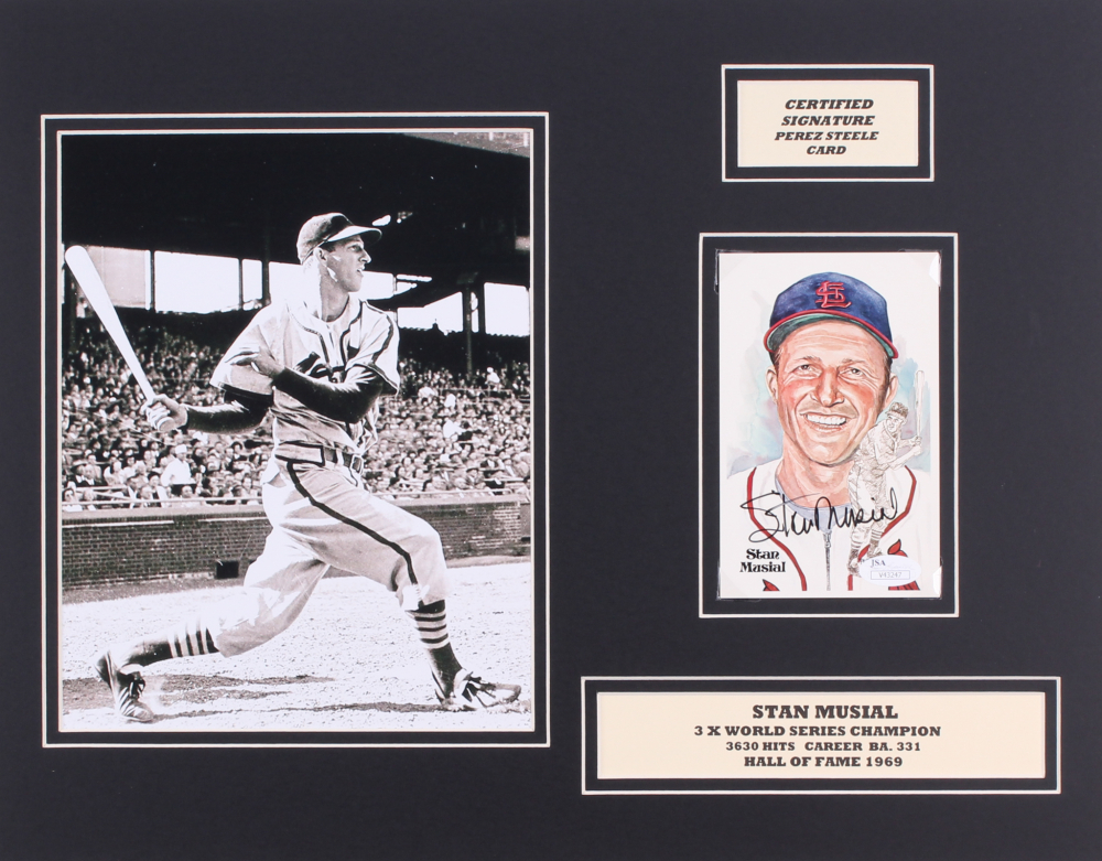 Stan Musial Signed Cardinals 14x18 Custom Matted Photo Display With ...