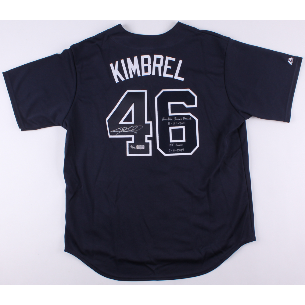 Craig Kimbrel Signed LE Braves Jersey Inscribed "Rookie Saves Record 8 ...