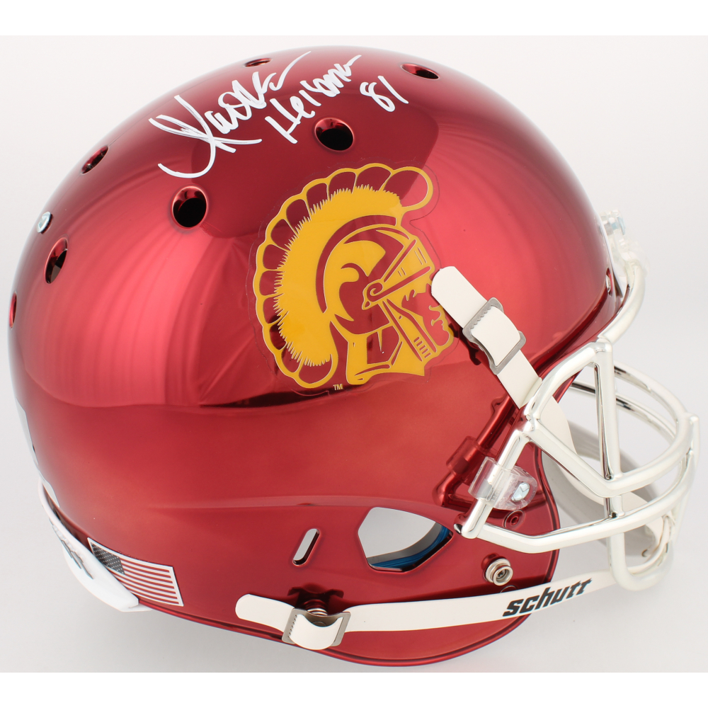 Marcus Allen Signed USC Trojans Full-Size Red Chrome Helmet Inscribed ...