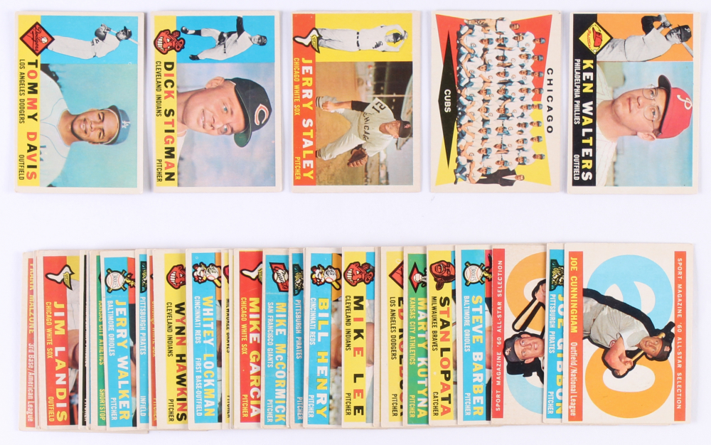 Lot of (35) 1960 Topps Baseball Cards with #507 Dick Stigman, #509 ...