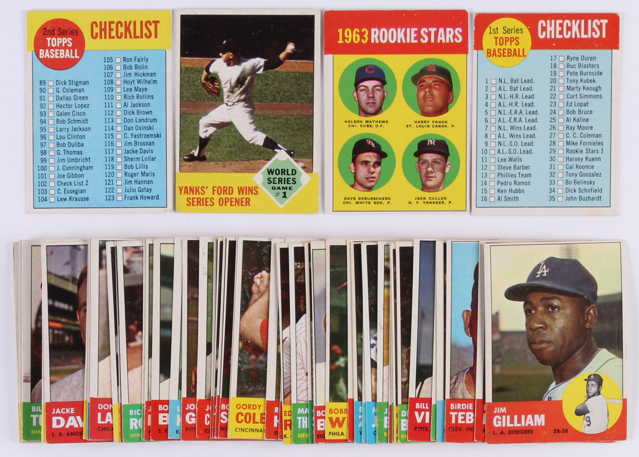 Lot of (53) 1963 Topps Baseball Cards with #6 American League ERA ...