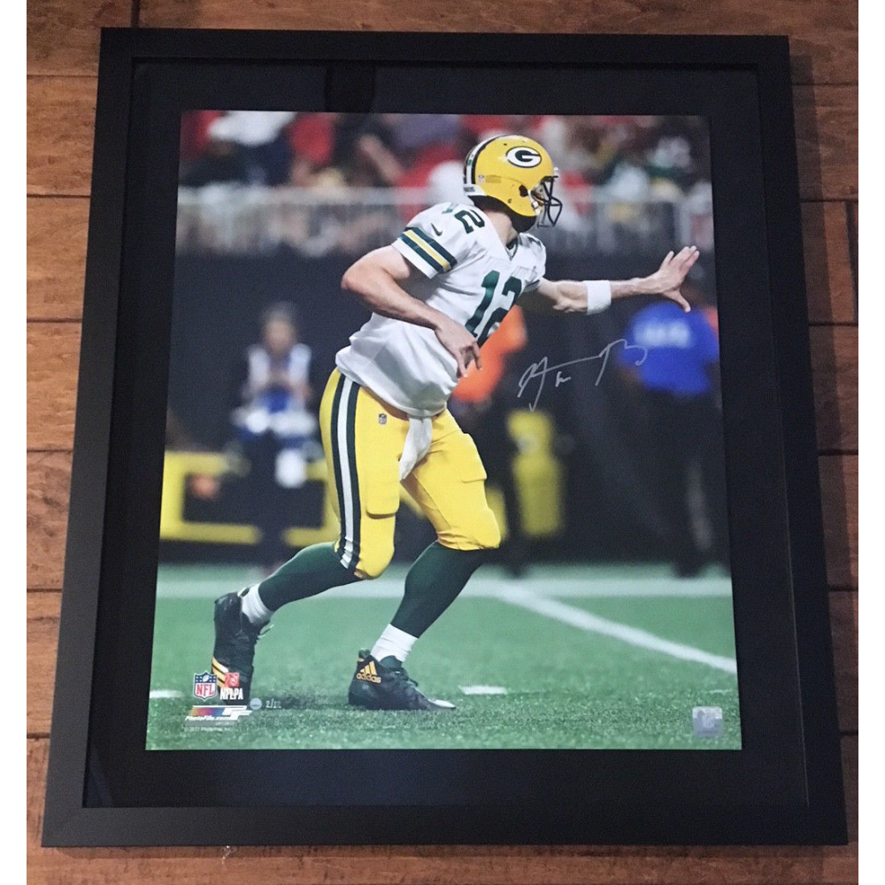 Aaron Rodgers Signed Packers 24x28 Limited Edition Custom Framed Photo ...