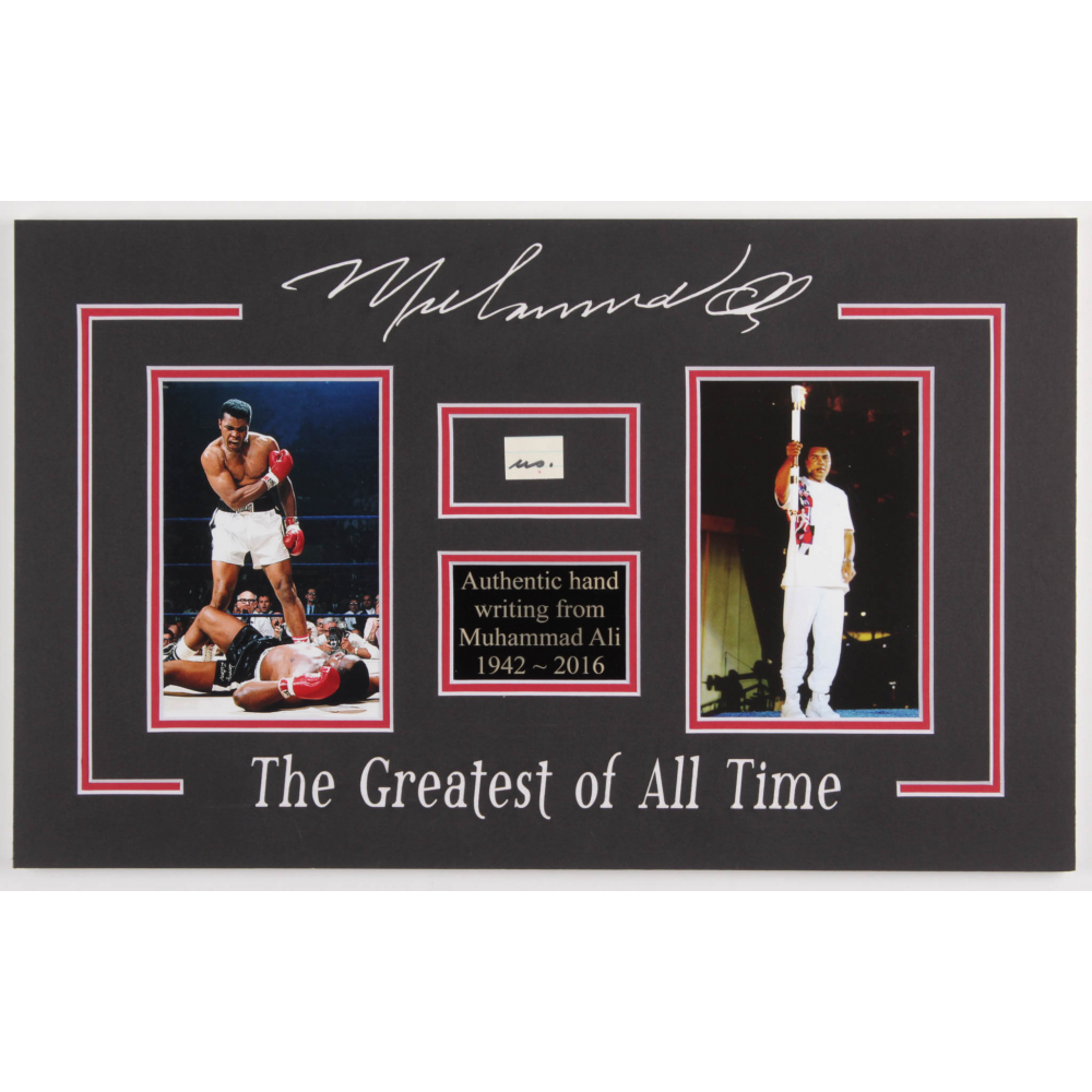 Muhammad Ali 11x18.25 Custom Matted Cut Display with (1) Hand-Written ...