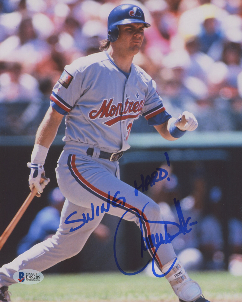 Larry Walker Signed Expos 8x10 Photo Inscribed "Swing Hard!" (Beckett ...
