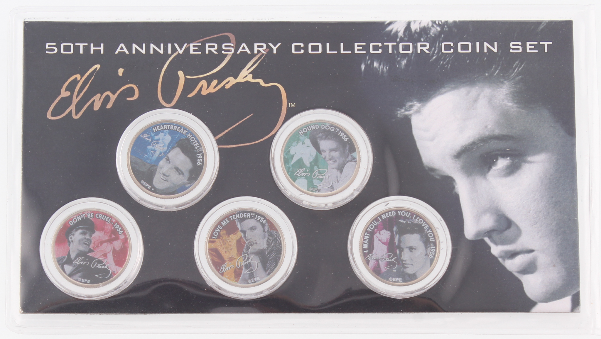 Set of (5) 50th Anniversary Elvis Presley Commemorative Colorized Coins ...