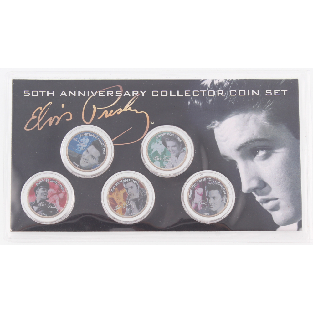 Set of (5) 50th Anniversary Elvis Presley Commemorative Colorized Coins ...