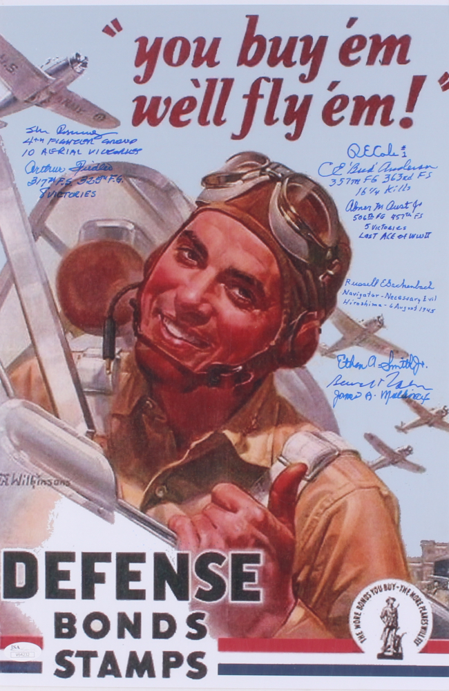 WWII USAAF Recruitment 12x18 Poster Print Signed by (9) Veterans with ...