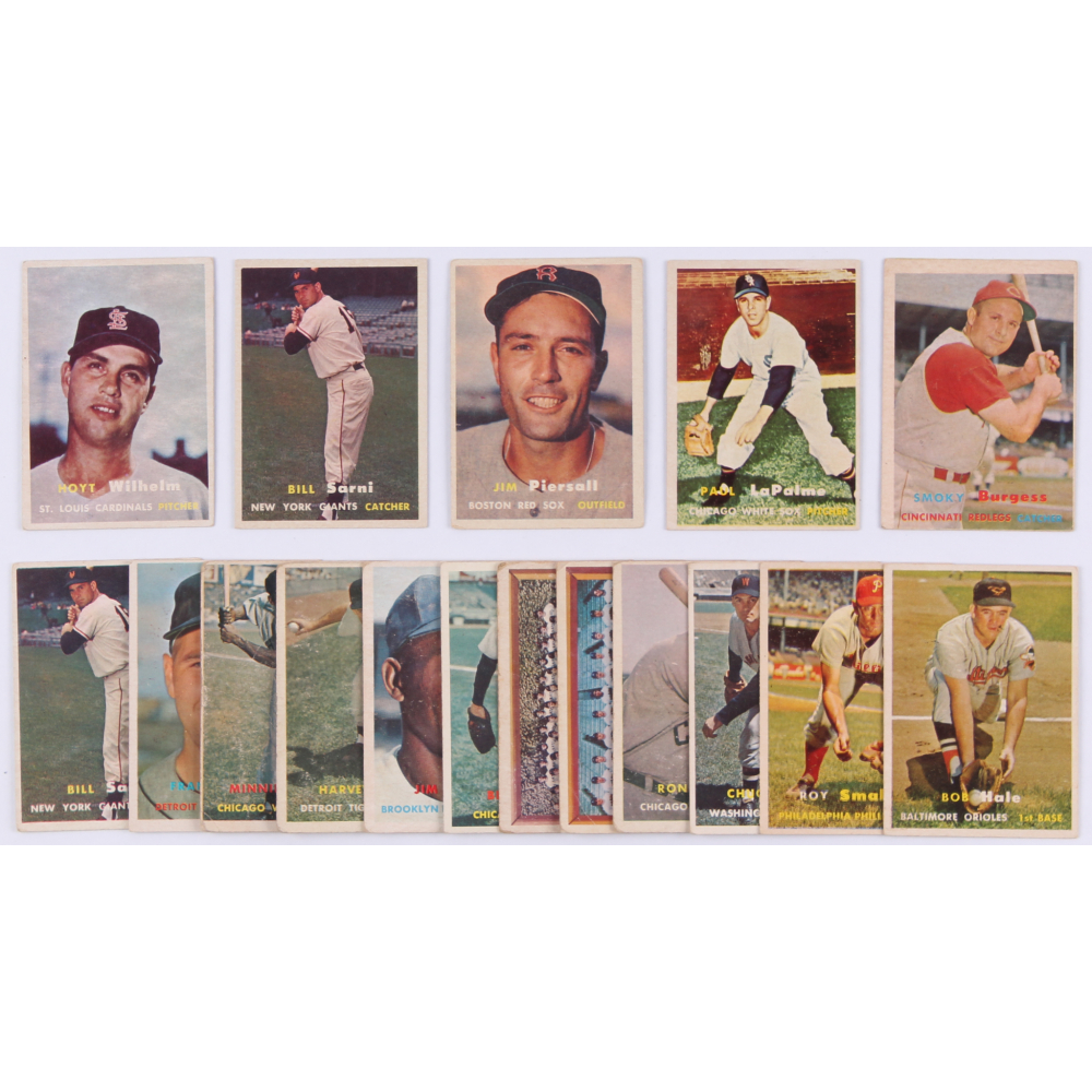 Lot of (17) 1957 Topps Baseball Cards with #203 Hoyt Wilhelm, #344 Paul ...