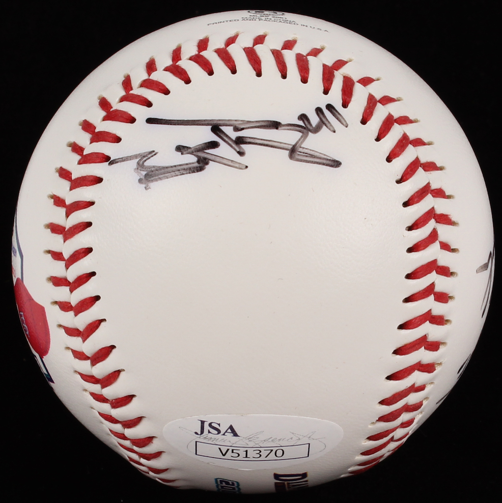 2001 Diamondbacks / Cardinals Playoff Logo Baseball Signed by (4) with ...