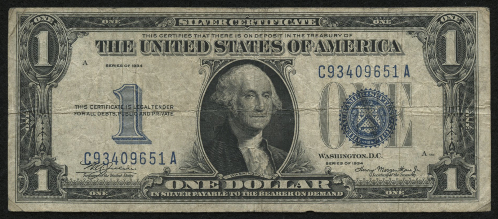 1934 $1 One Dollar "Funny Back" Silver Certificate Bank Note | Pristine ...