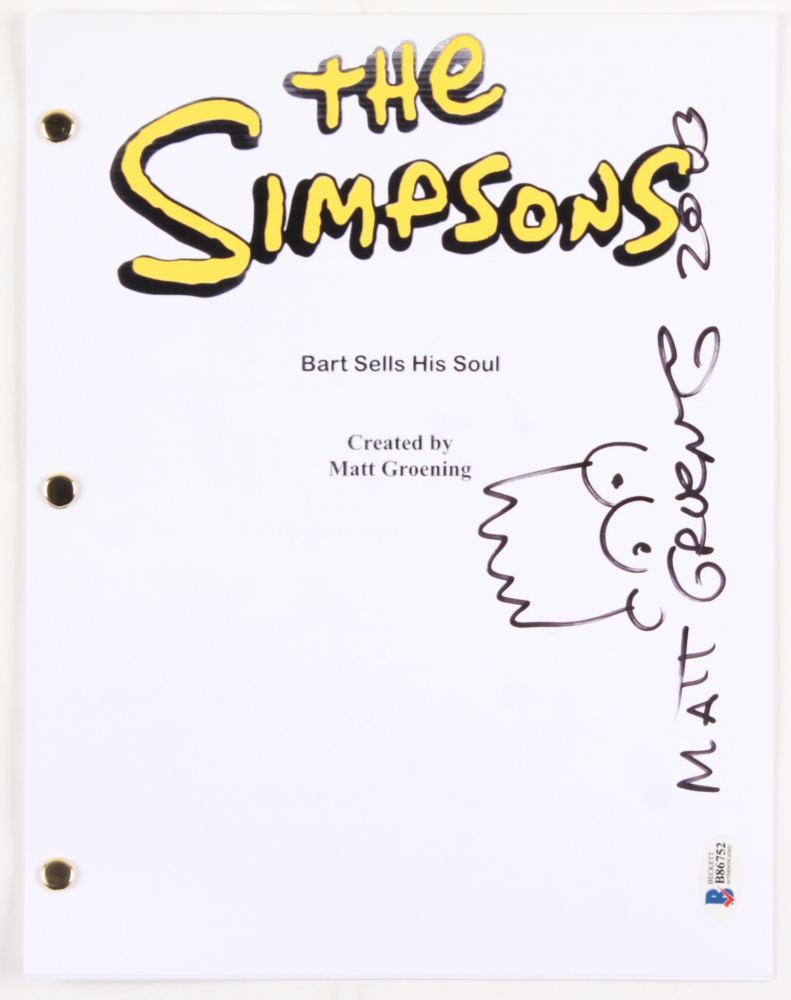 Matt Groening Signed "The Simpsons - Bart Sells His Soul" Script with ...