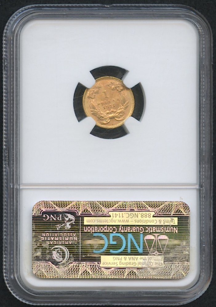 1873 $1 Indian Princess Gold Coin - Open 3 (NGC MS 63) (CAC) | Pristine Auction