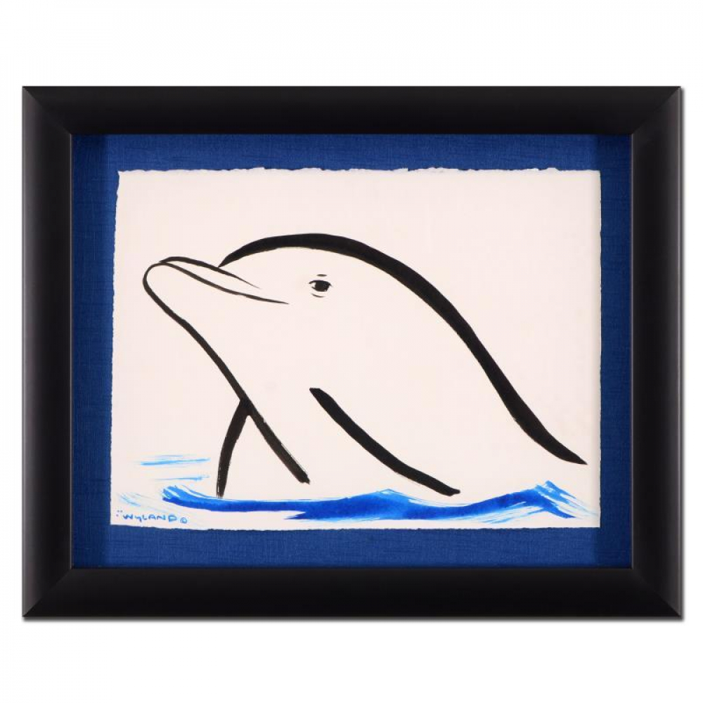 Wyland Signed "Dolphin" 16x20 Custom Framed Original Sumi Ink and ...