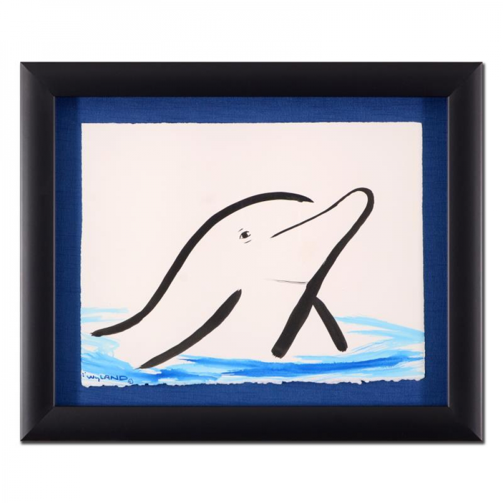 Wyland Signed "Dolphin" 16.5x20 Custom Framed Original Sumi Ink ...