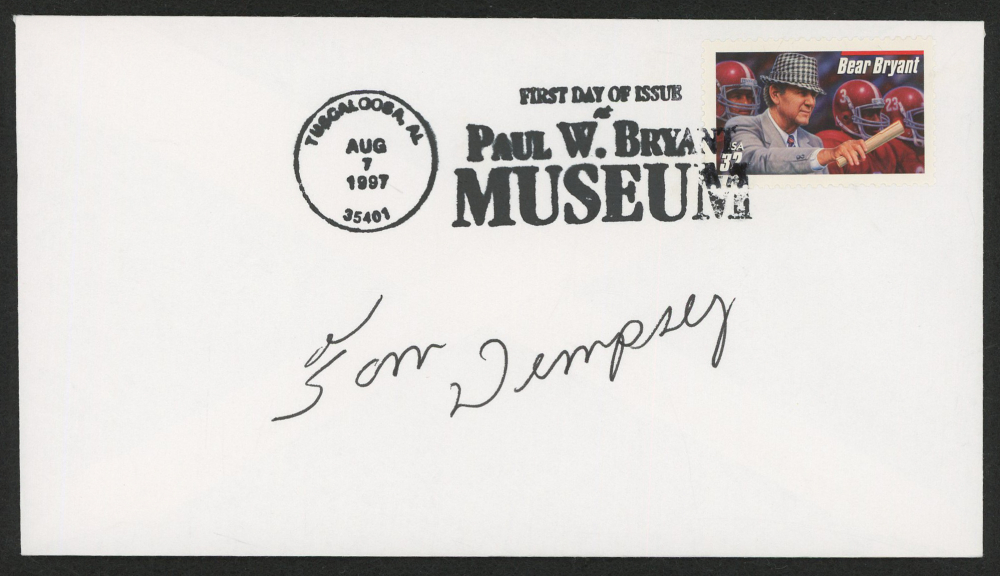 Tom Dempsey Signed 1997 "First Day of Issue at Paul W. Bryant Museum ...