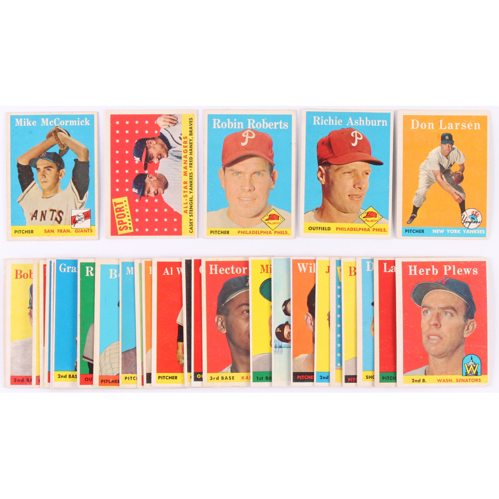 Lot of (30) 1958 Topps Baseball Cards with #37 Mike McCormick RC, #475 ...