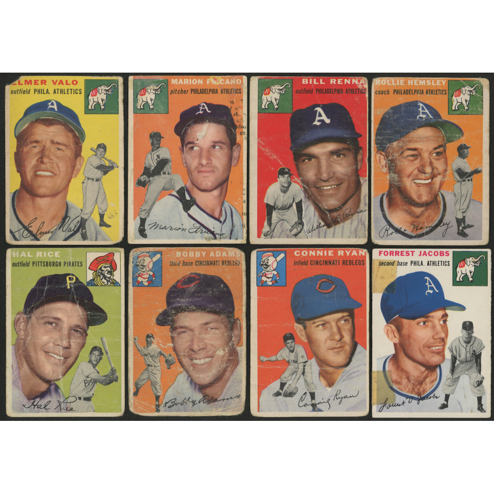 Lot of (8) 1954 Topps Baseball Cards with #129 Forrest Jacobs RC, #145 ...