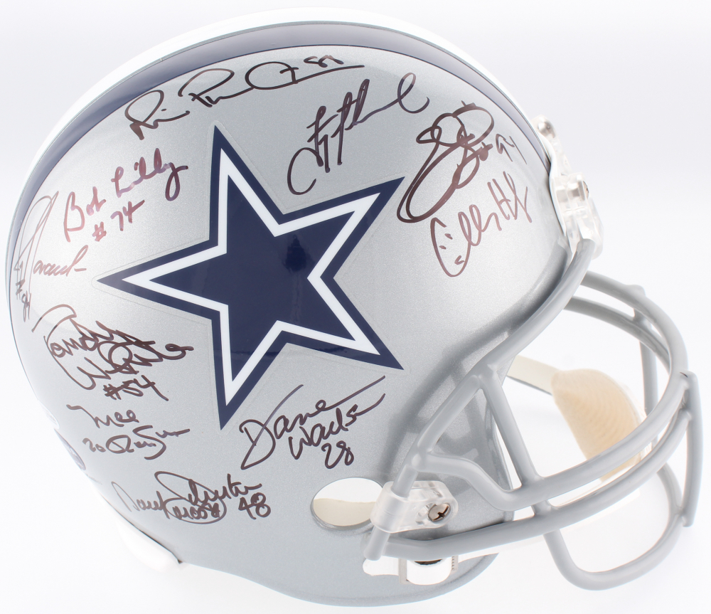 Cowboys Legends Full-Size Helmet Signed by (24) with Emmitt Smith, Troy Aikman, Michael Irvin ...