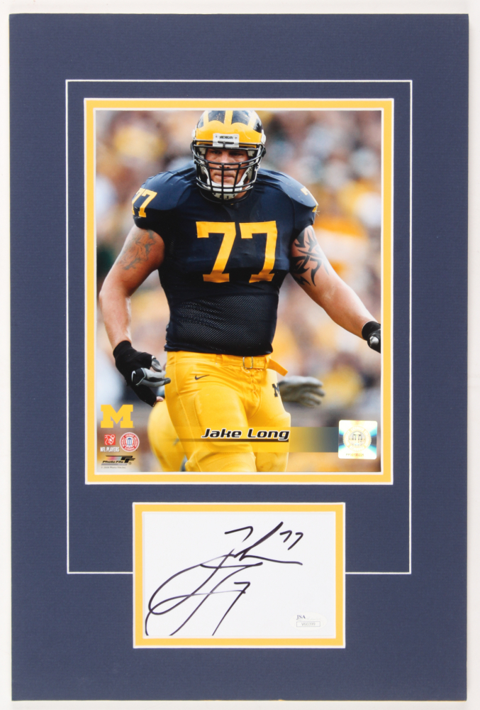 Jake Long Signed Michigan Wolverines 12x18 Custom Matted Cut Display ...
