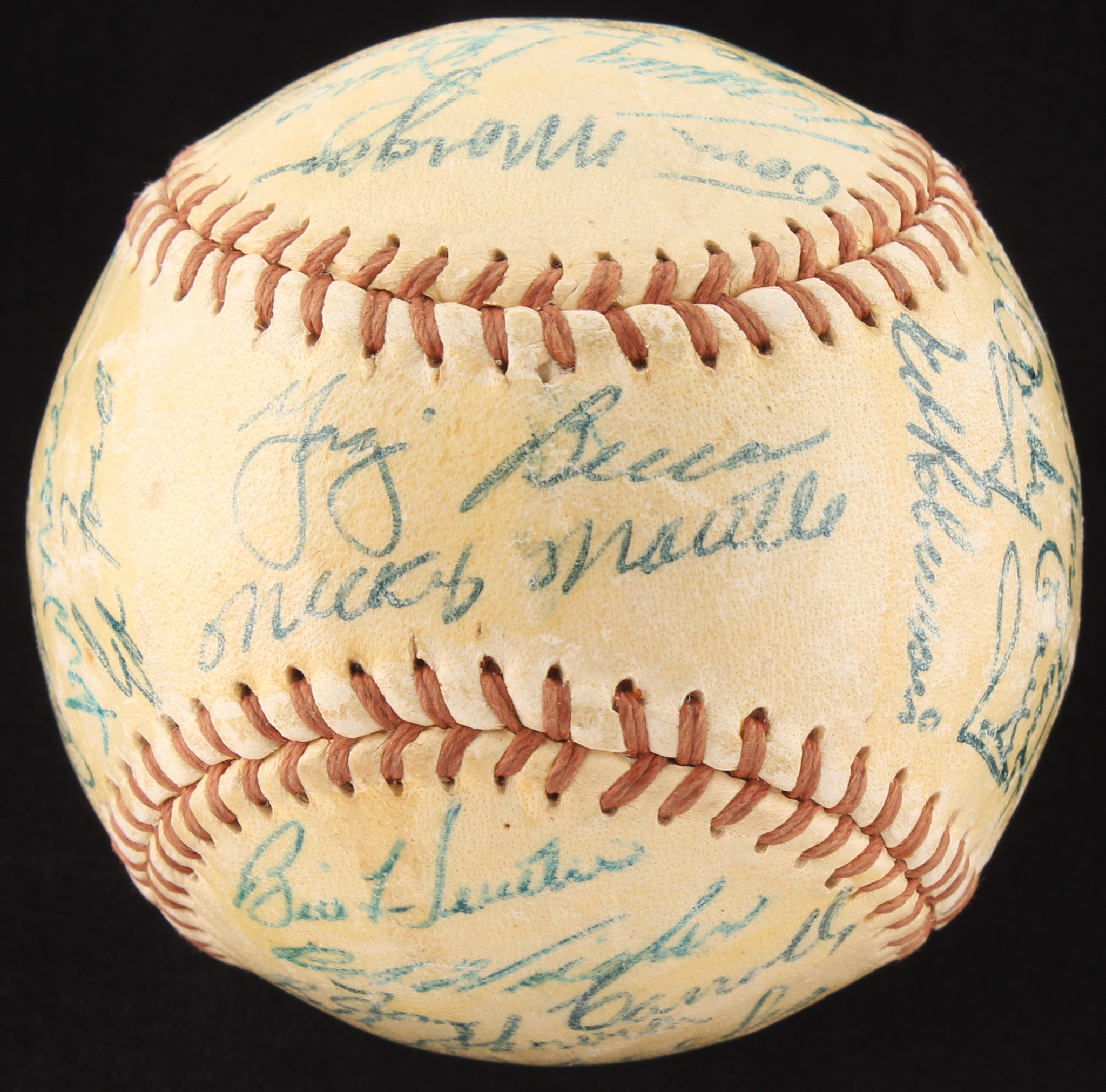 1955 Yankees Official Baseball Team-Signed by (27) with Mickey Mantle ...