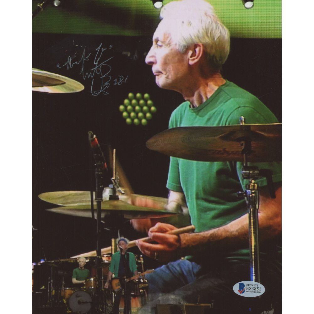 Charlie Watts Signed 8x10 Photo Inscribed "Thank You" (Beckett COA ...