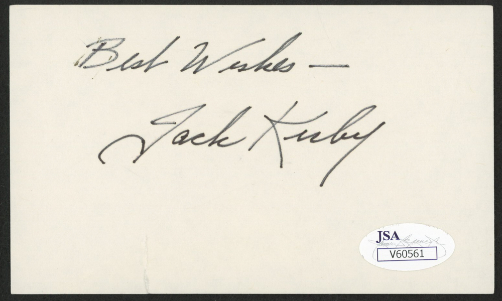 Jack Kirby Signed 3x5 Cut Inscribed "Best Wishes" (JSA COA) | Pristine ...