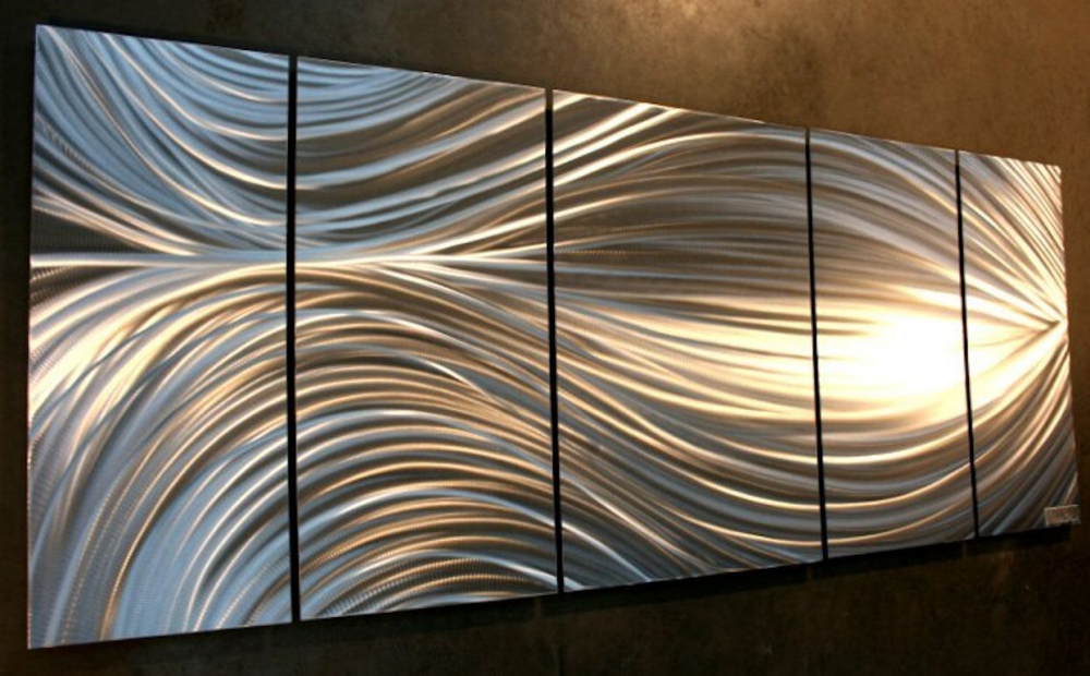 Nicholas Yust Signed "Passing Currents" 24x60x1 Original 5 Panel ...