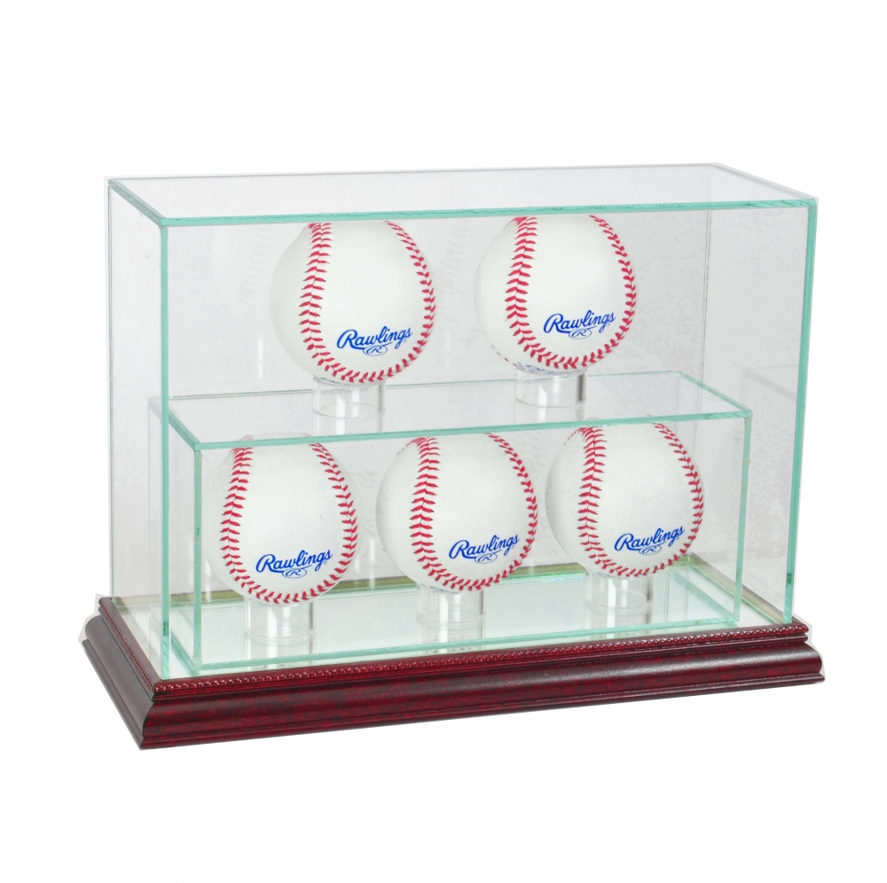 4-6 Baseball Upright Premium Glass Display Case with Mirrored Cherry ...