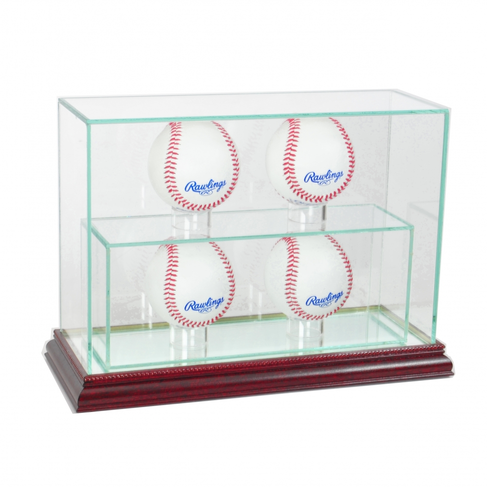 4-6 Baseball Upright Premium Glass Display Case with Mirrored Cherry ...