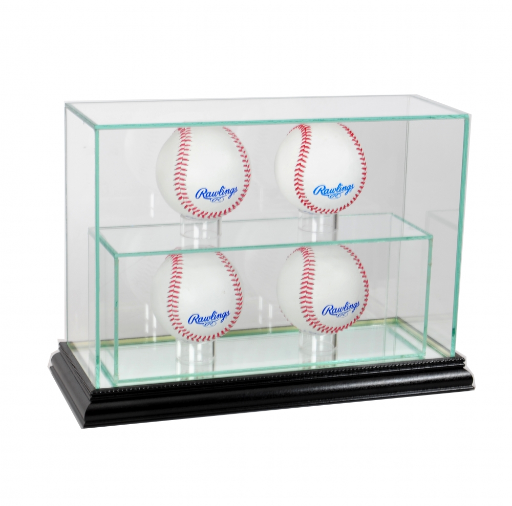 4-6 Baseball Upright Premium Glass Display Case with Mirrored Black ...