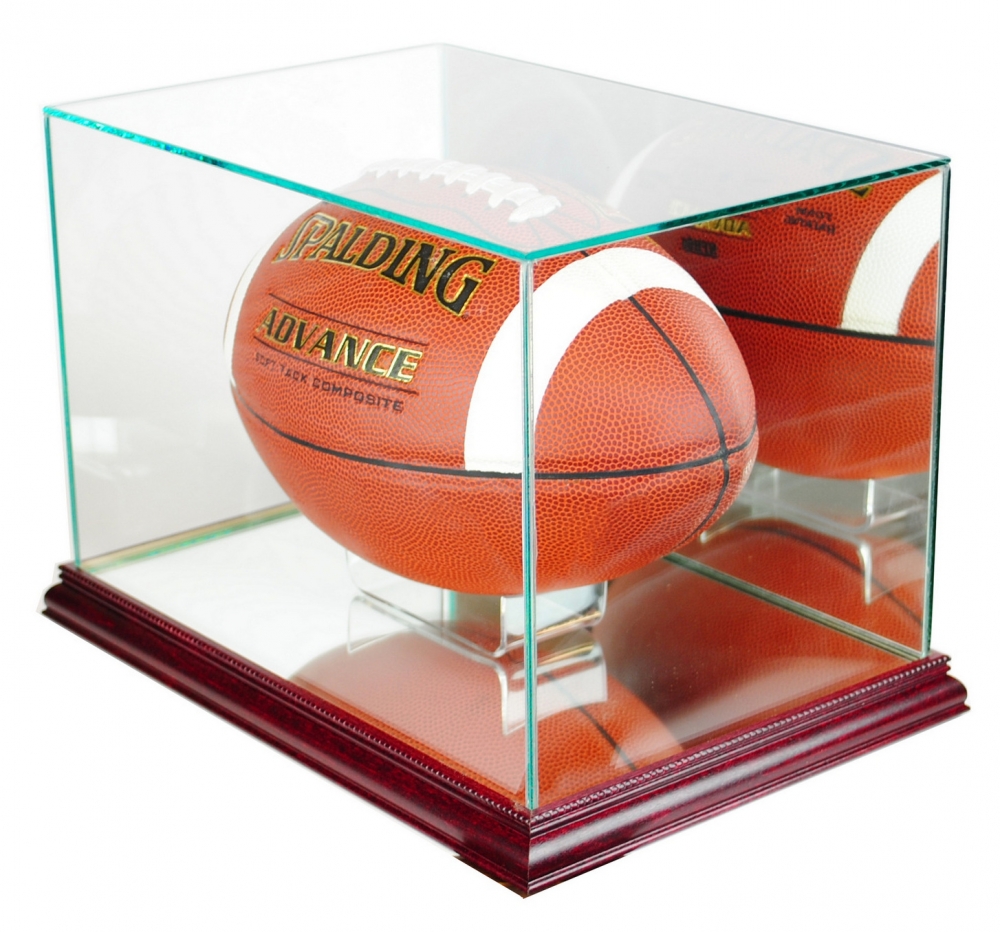 Premium Rectangle Football Display Case with Mirrored Back & Cherry ...